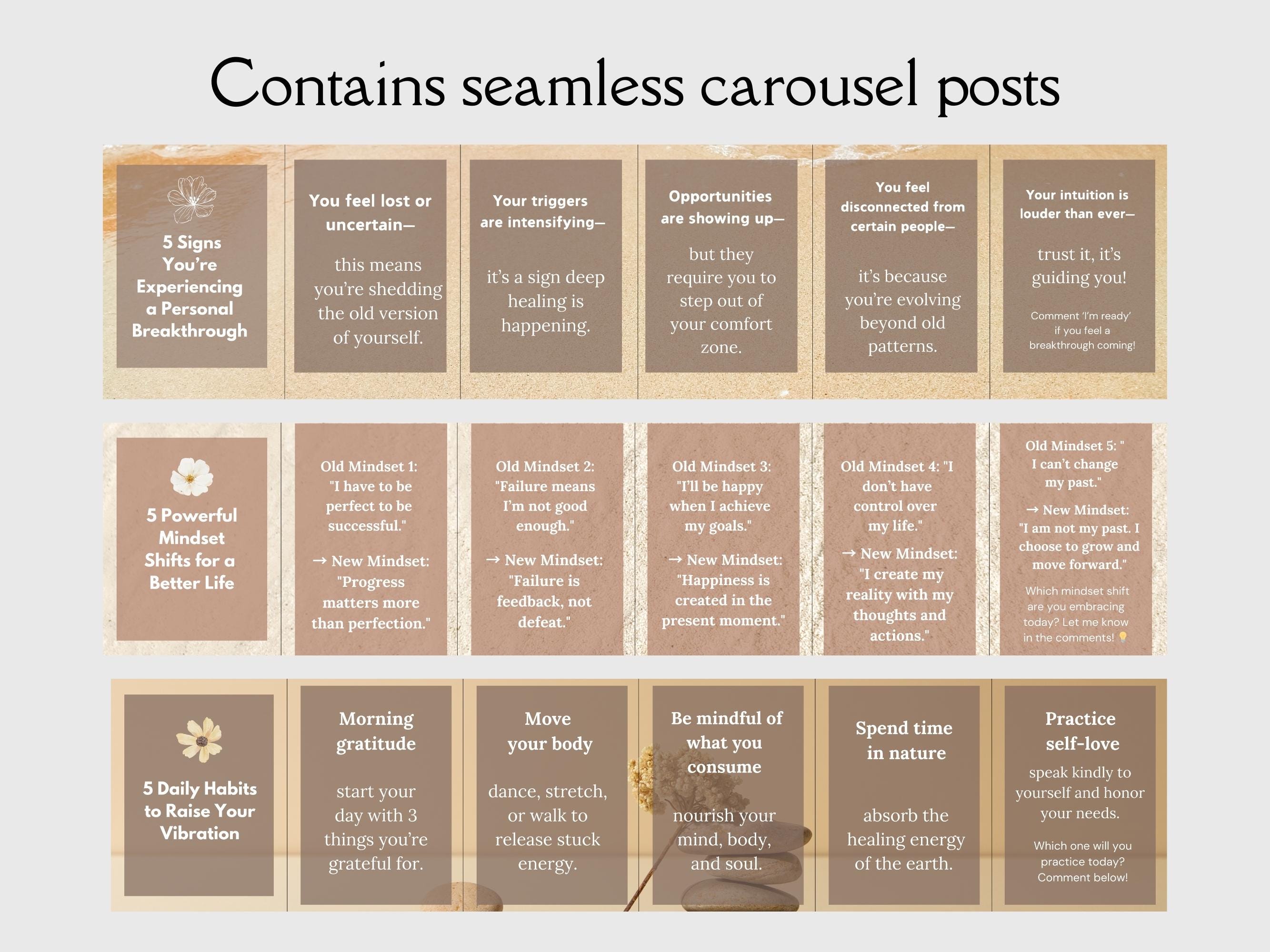 Life Coaching Instagram Posts Bundle, Editable Canva Templates for ...