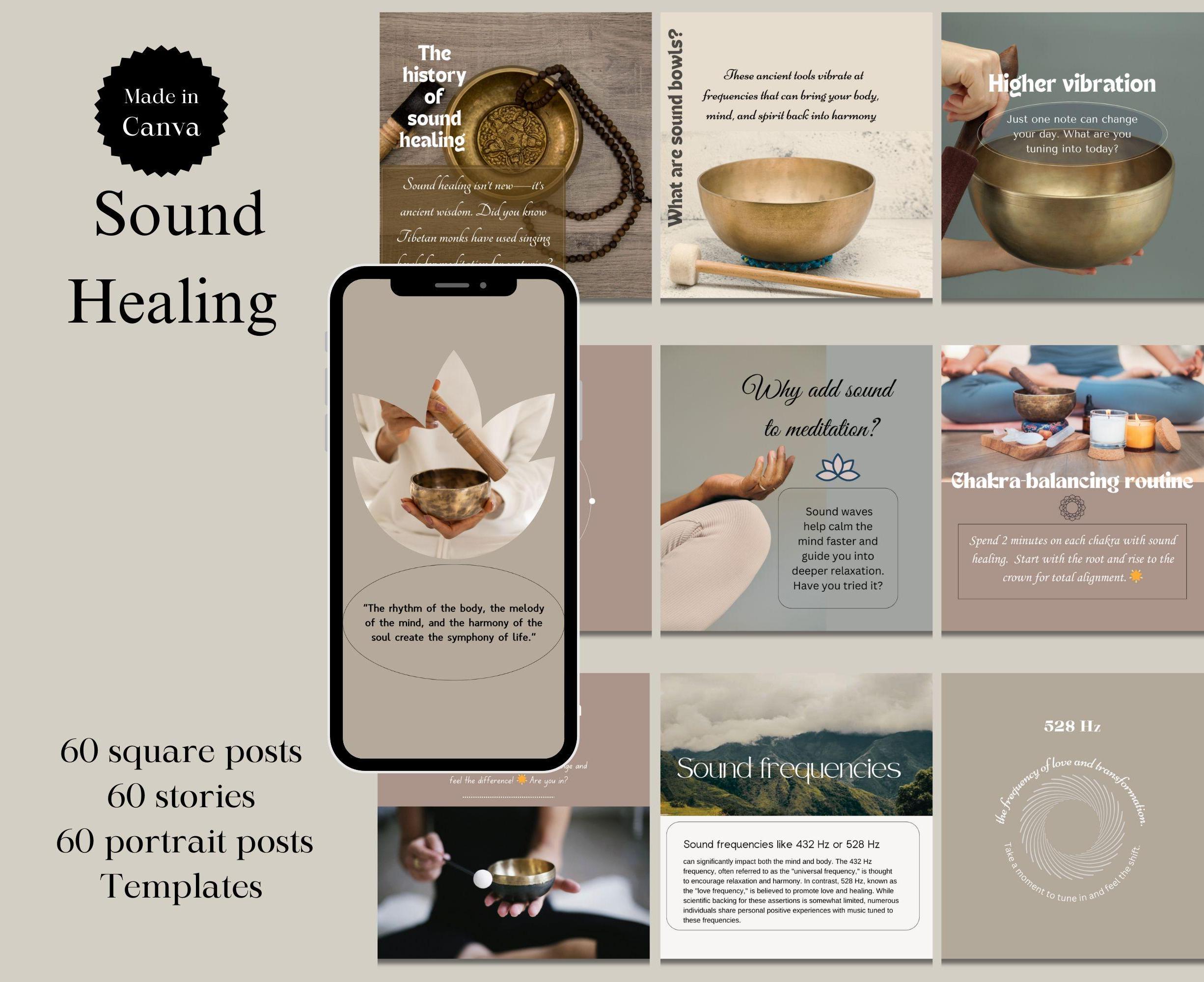 Instagram Sound Healing Posts, Healer's Bundle, Editable Canva ...
