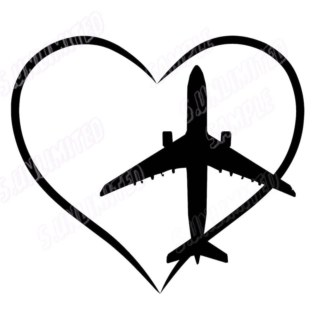 5 Airplane Heart Vector Graphics Digital Download 五架飞机心形矢量图数码下载 5 ...