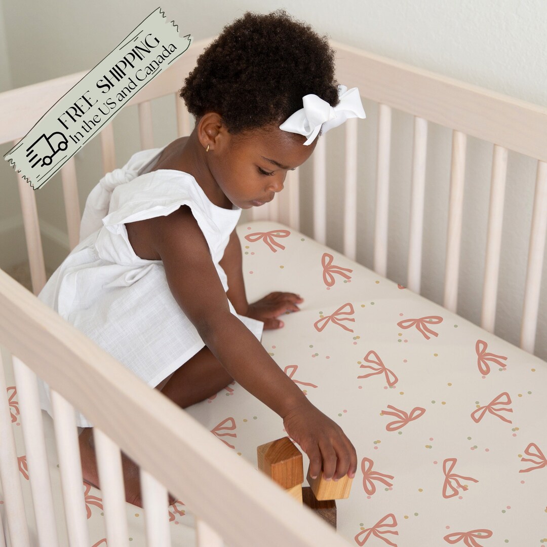 Coquette Pink Bow Soft Fitted Crib Sheet, Mini and Standard Sizes - Etsy