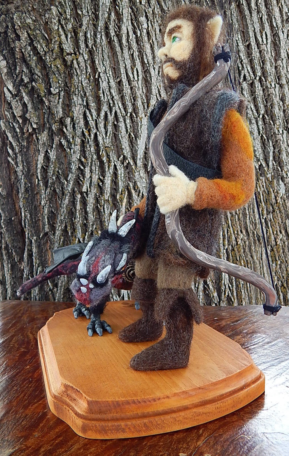 Felted Elf with Red Baby Pet Dragon | Etsy