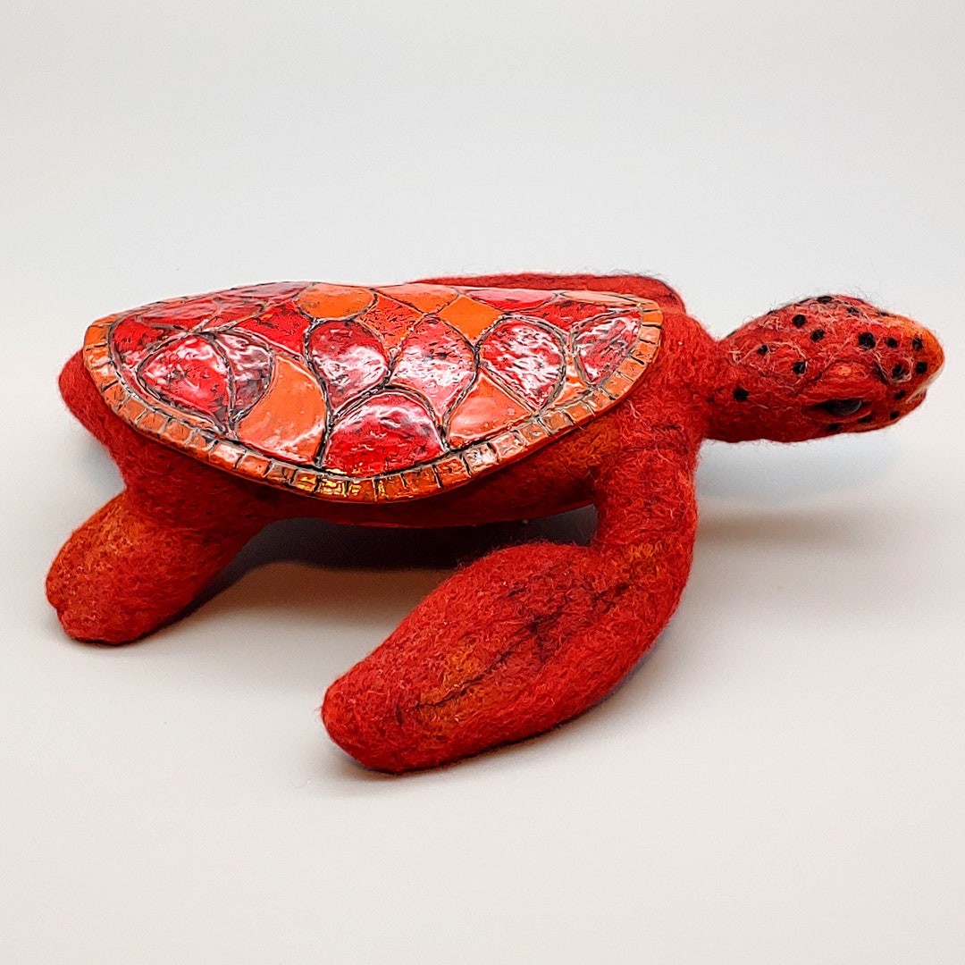 Needle Felted Red Sea Turtle, Red Turtle - Etsy