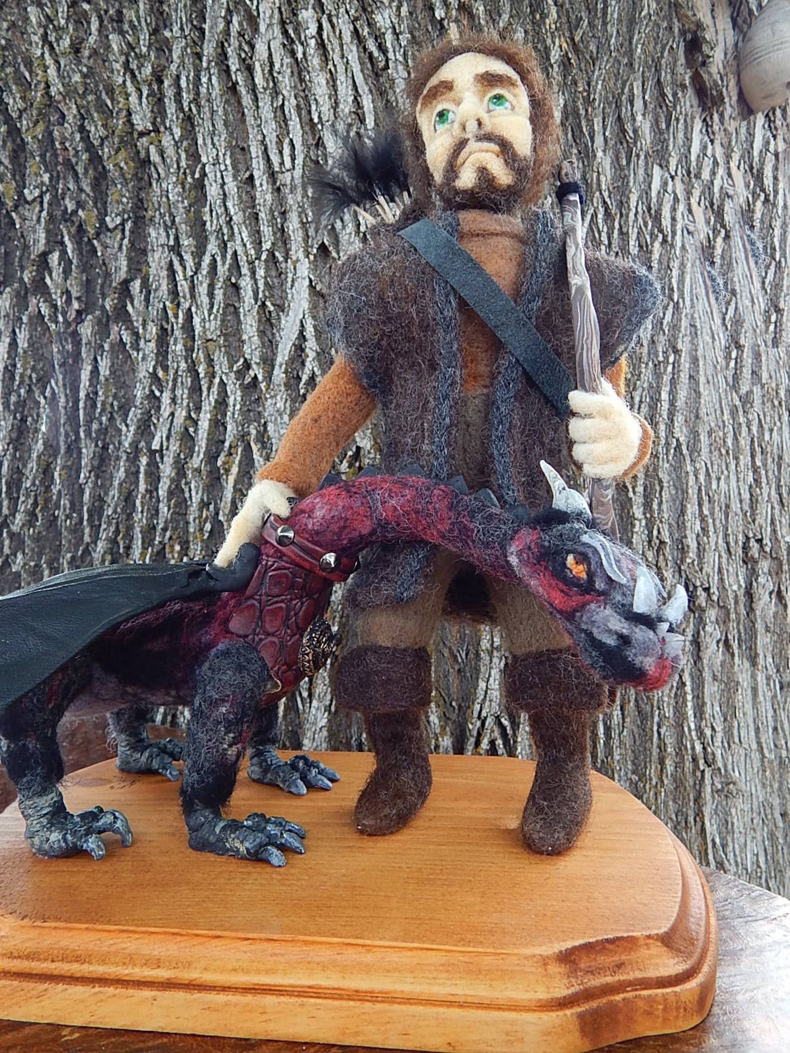 Felted Elf with Red Baby Pet Dragon | Etsy