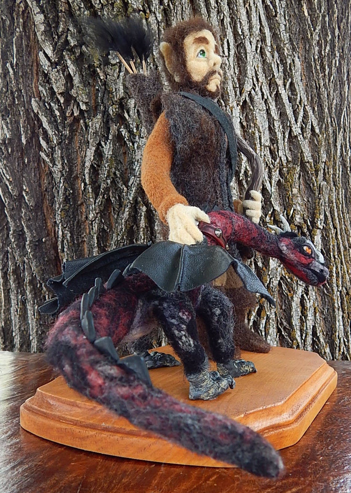 Felted Elf with Red Baby Pet Dragon | Etsy