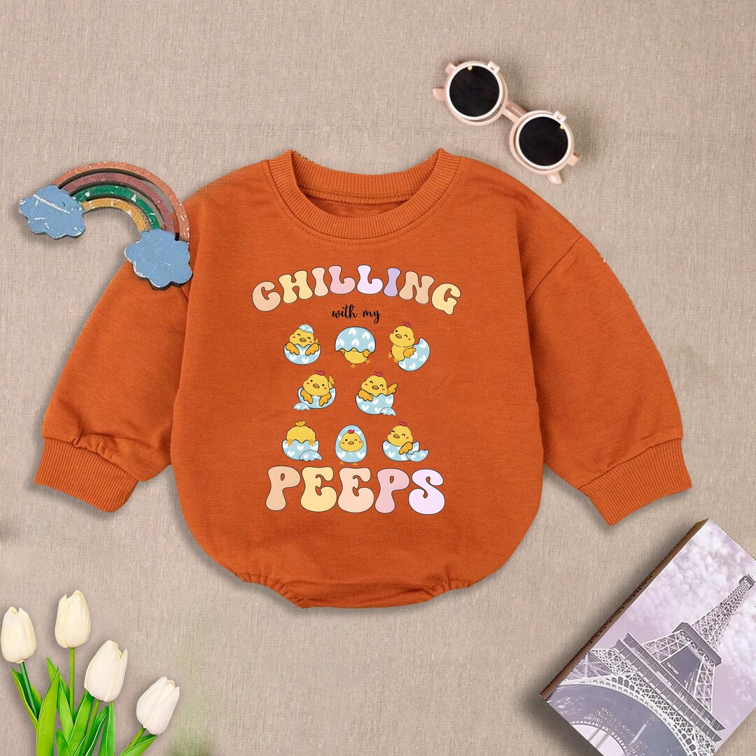 Easter Chilling Peeps Baby Romper, Ester Peeps Easter Baby Bodysuit ...