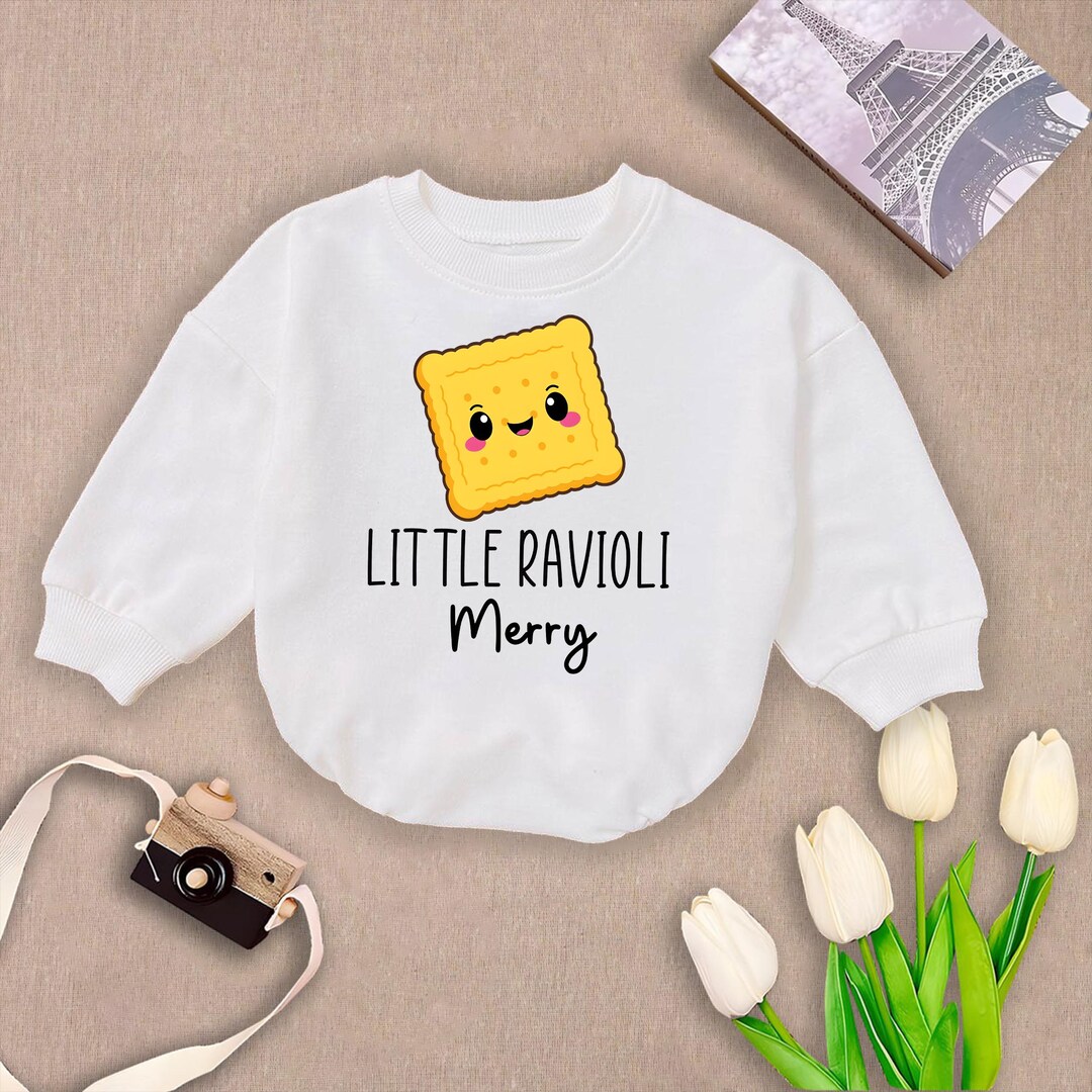 Personalization Kid Name Little Ravioli Baby Romper, Cute Foodie Baby ...