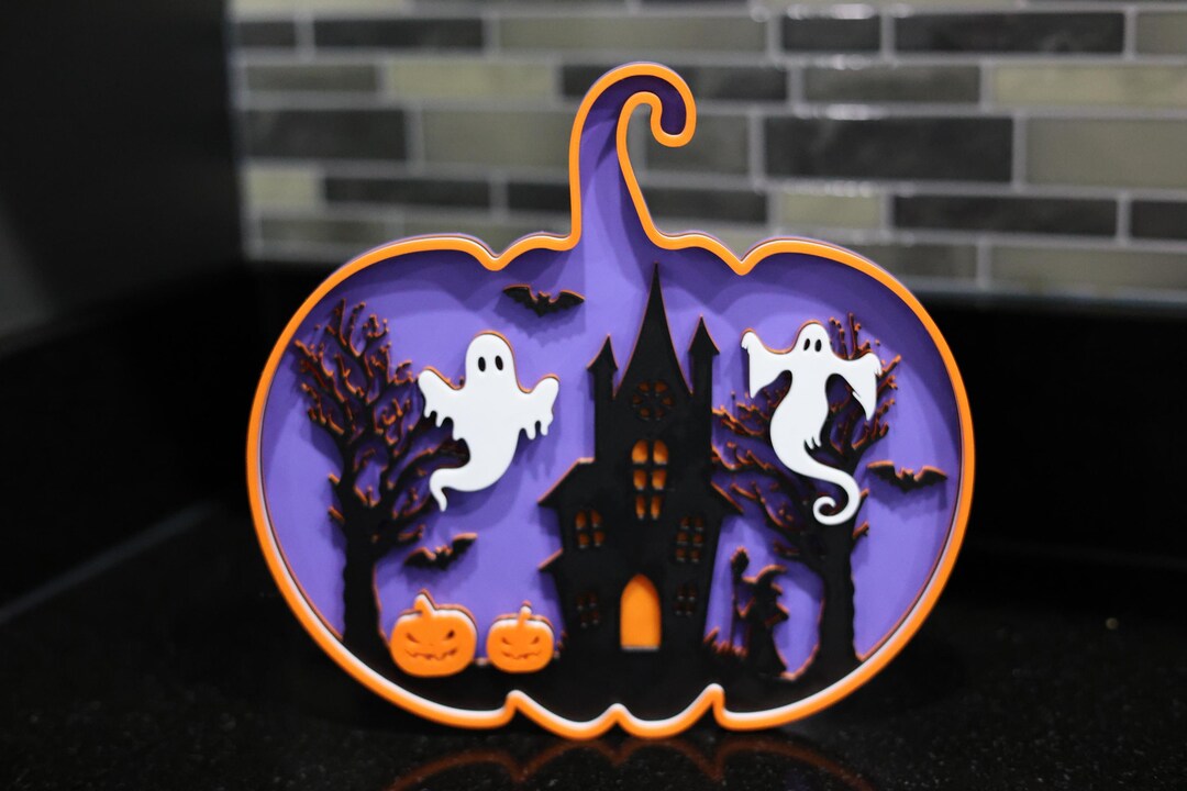 Halloween Haunted House Sign With Ghosts Pumpkins and Bats - Etsy