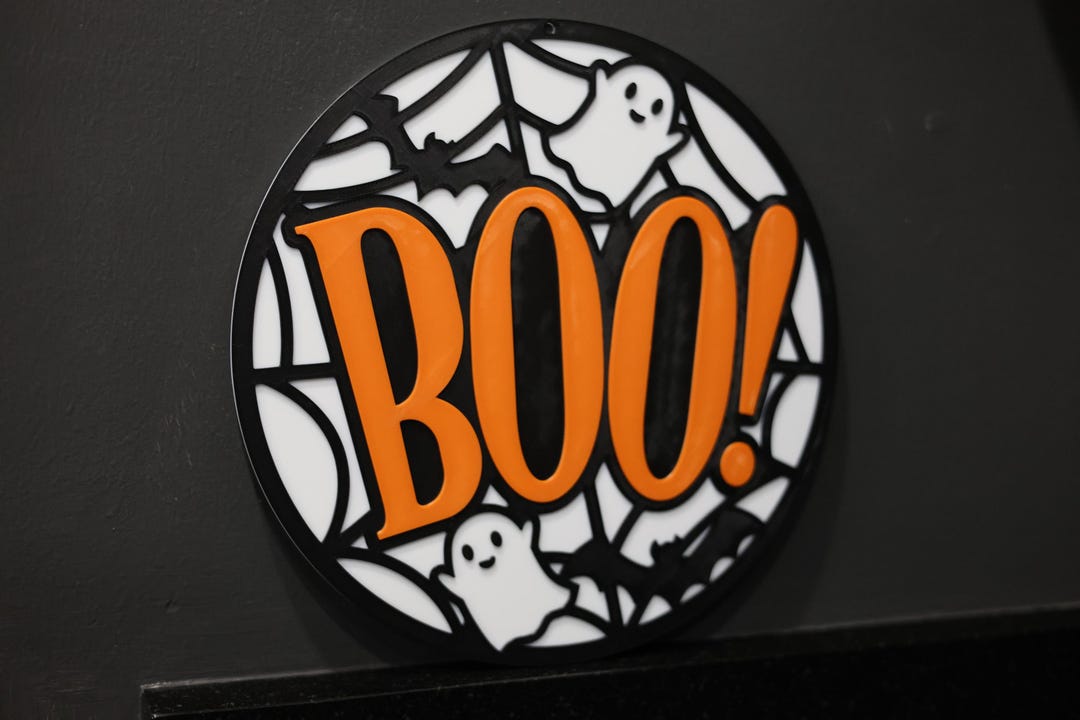 Halloween Boo! Ghost Sign With Bats - Etsy