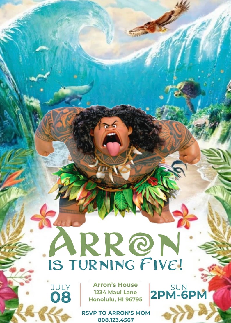 Maui From Moana Birthday Party Invitation - Etsy