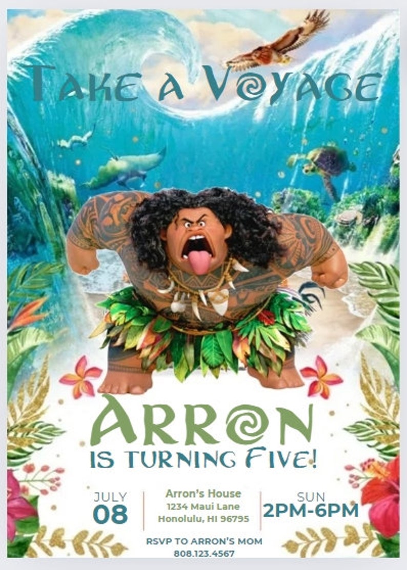 Maui From Moana Birthday Party Invitation - Etsy