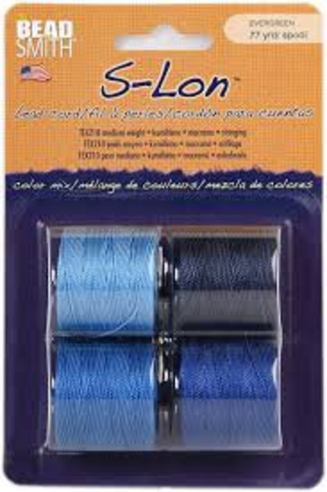 The Beadsmith Superlon S-lon Beading Cord #18 / Tex 210, X4 Spools, 77 ...