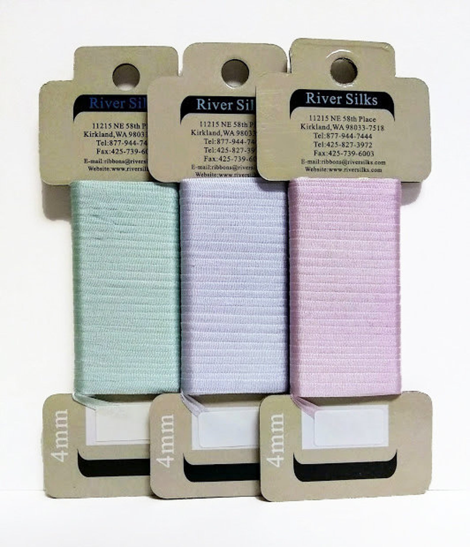 River Silks 4mm Silk Ribbon 3-color Bundle, 5.5 Yards Each in Colorway ...