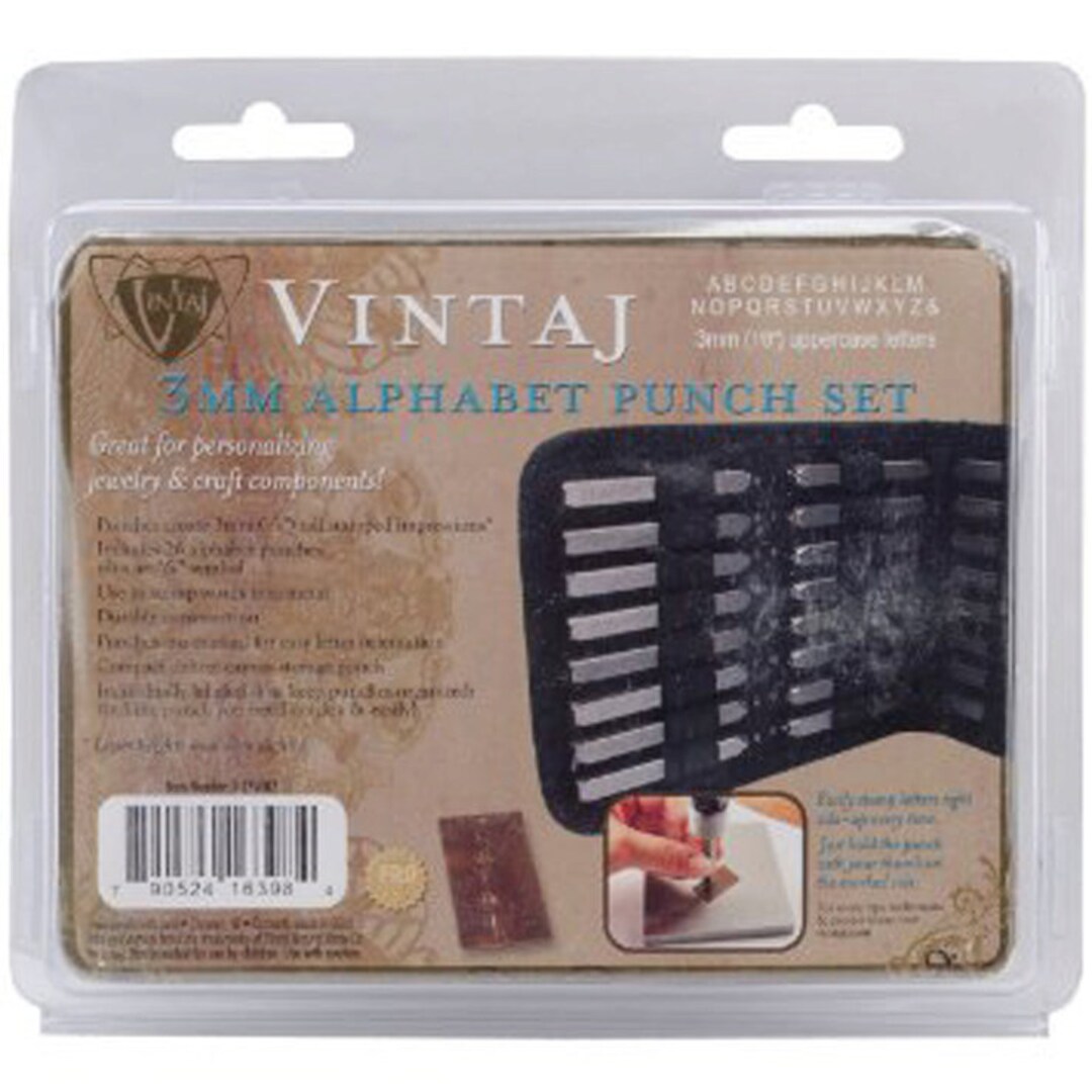 Vintaj - 3mm Alphabet Letter Punch Set for Metalworking, Leather ...