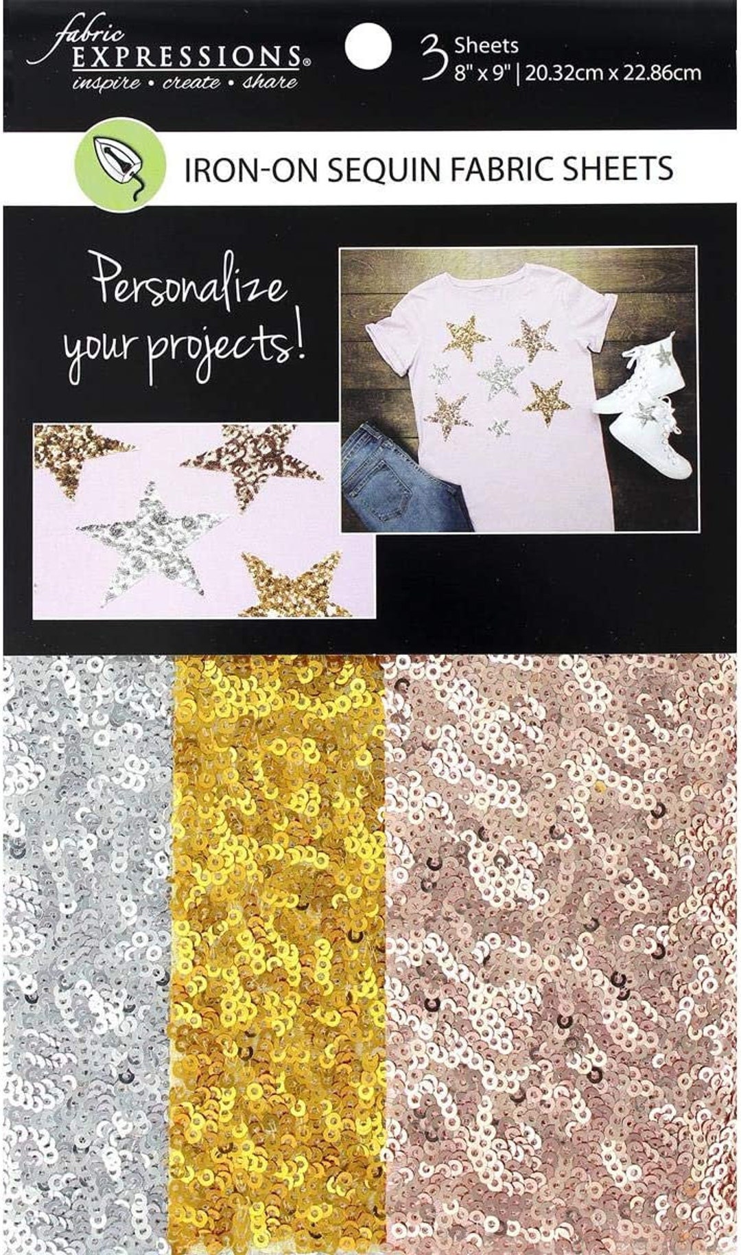 Fabric Expressions Iron-on Sequin Fabric Sheets - 8" X 9", One Sheet ...