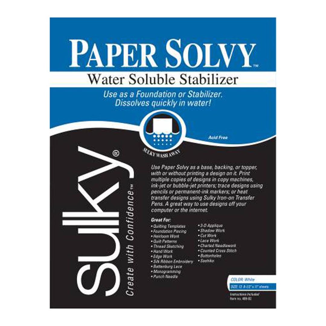 Sulky Paper Solvy - Water Soluble Stabilizer - 8.5" X 11", X12 Sheets ...
