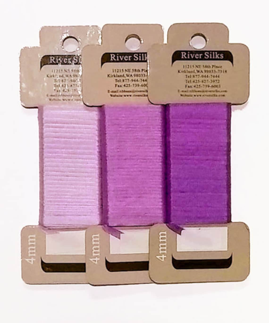 River Silks 4mm Silk Ribbon 3-color Bundle, 5.5 Yards Each in Colorway ...