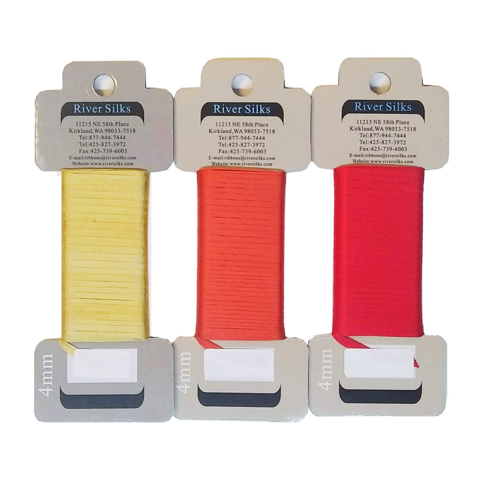 River Silks 4mm Silk Ribbon 3-Color Bundle 5.5 Yards each in | Etsy