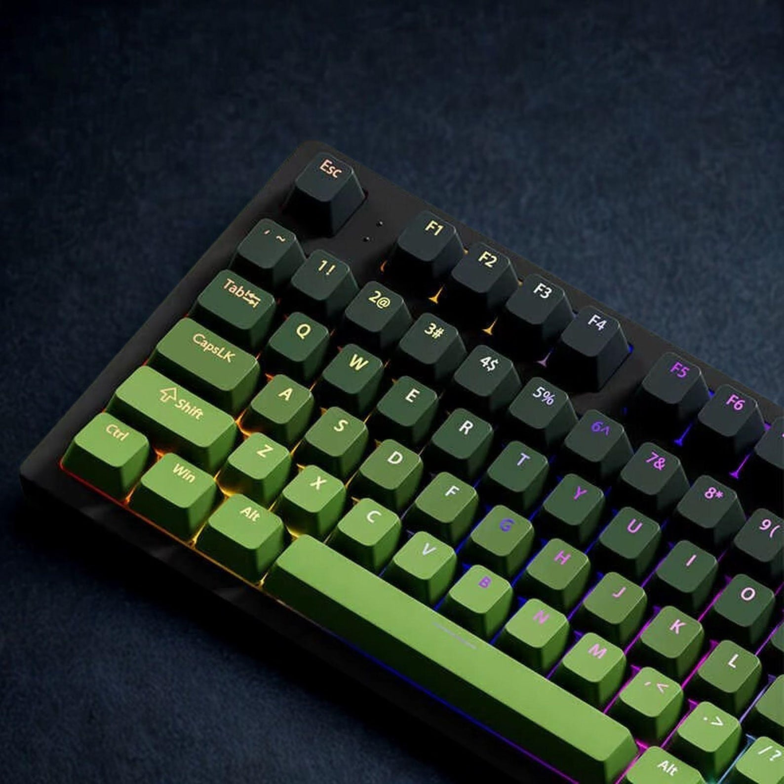 Green Black Keycap Shine Through Set: RGB Backlit 130 Keys Double Shot ...