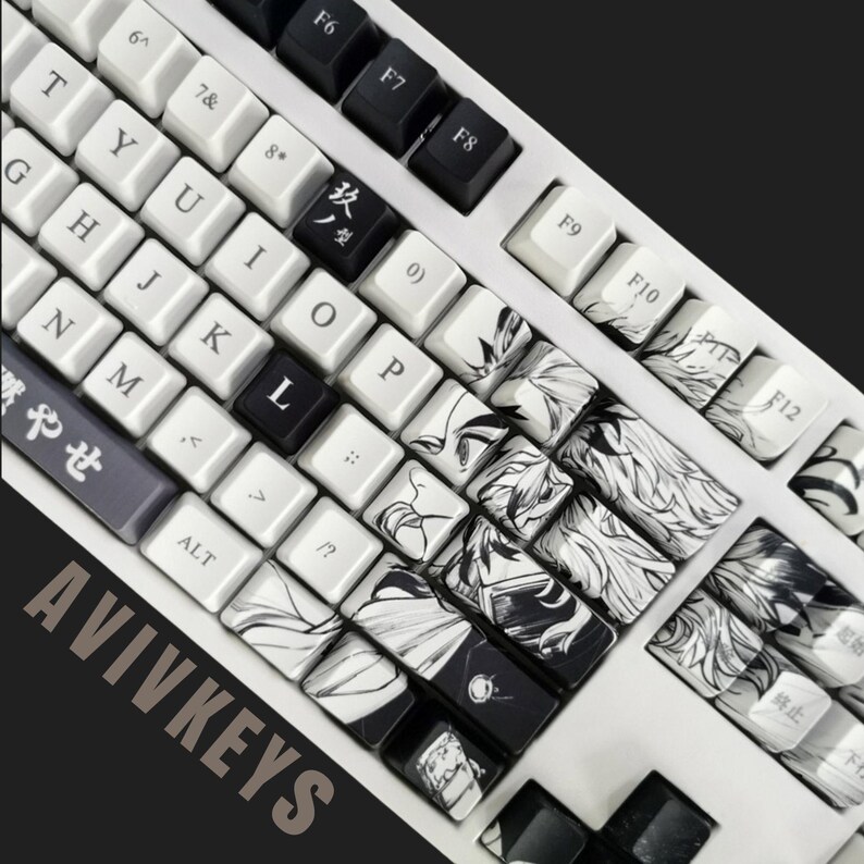 Ninja Anime Keycap Set, 108-key White and Black Keycap, PBT Keycaps ...