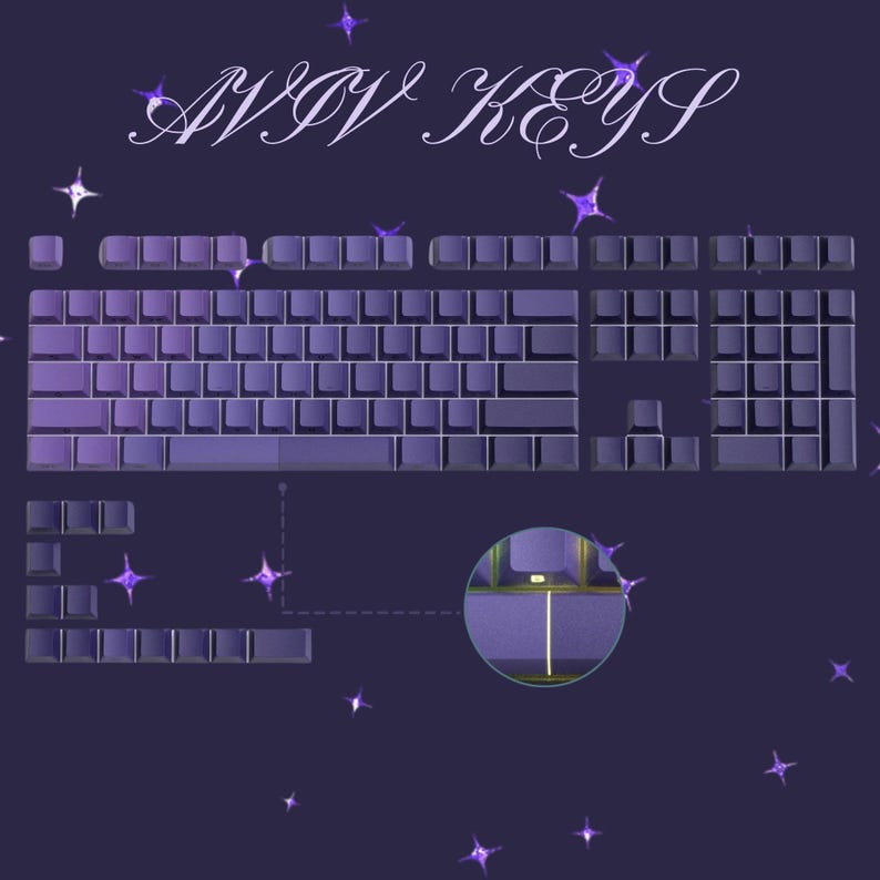 121-key Purple Keycap Set, RGB Shine-through, Cherry Profile Keycaps ...