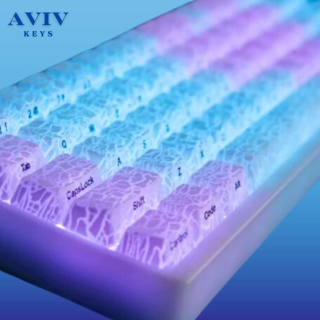 Ice Crack Pattern Keycaps Set, Backlit Shine-through Keycaps, Side ...