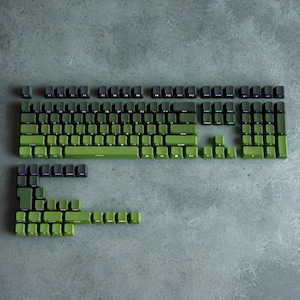 Green & Black Keycap Set RGB Backlit : 135-key Side-print PBT Shine ...