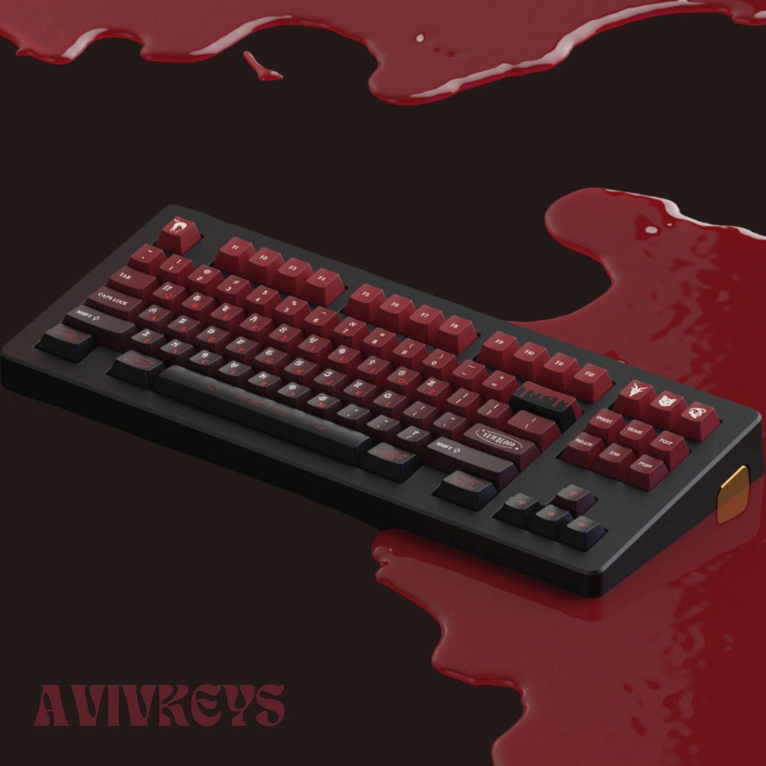 152pcs Blood Theme Keycaps Set, Red and Black Keys, PBT Keycaps, Cherry ...
