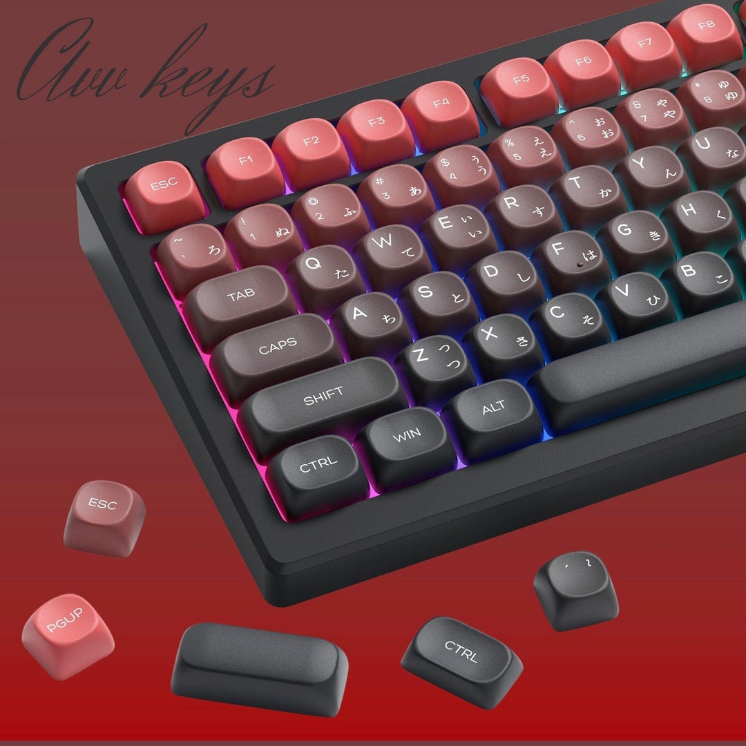 Red Black Keycap Set, Japanese Keycaps, 134-keys, PBT Keycap, Custom ...