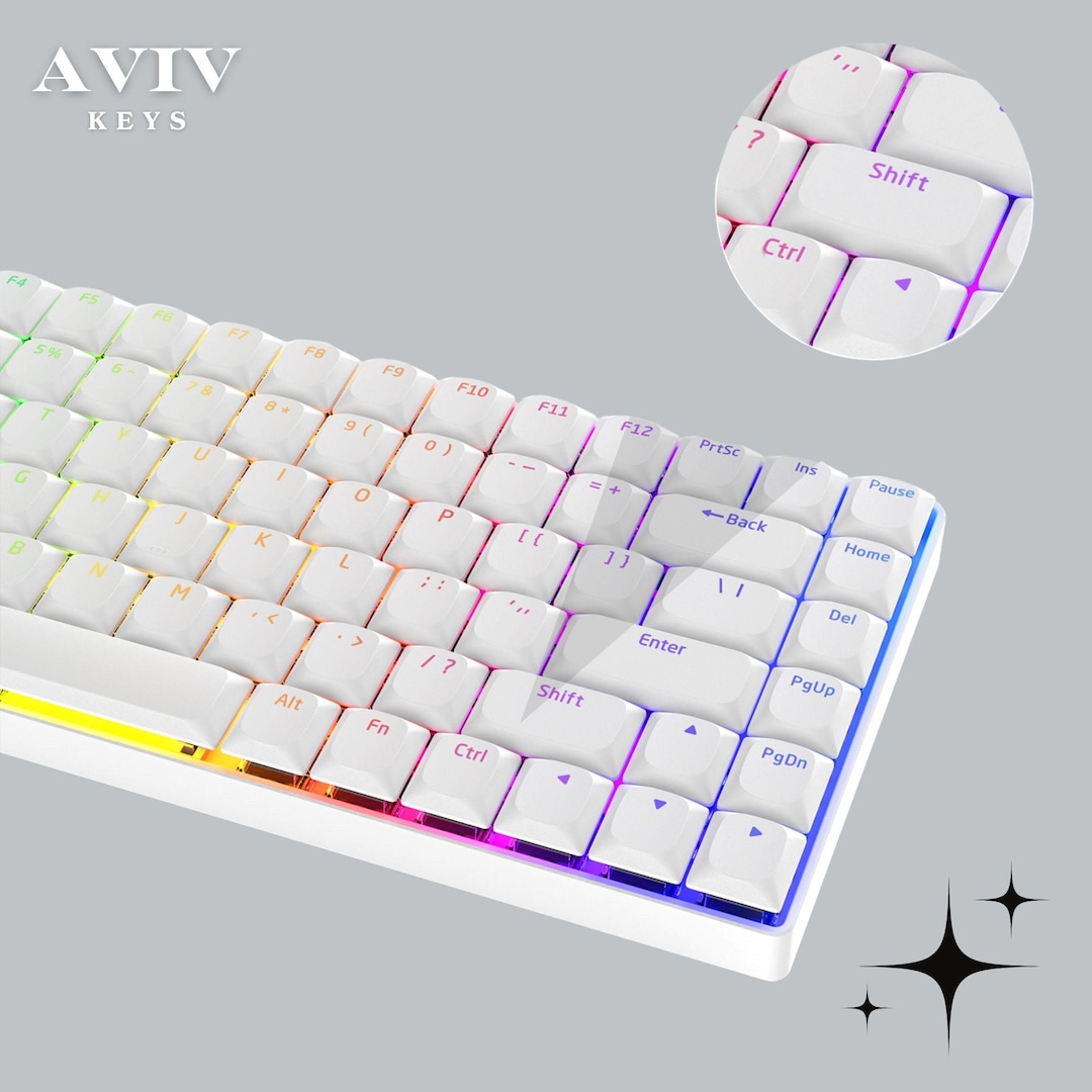 White Low Profile Keycaps Set, RGB Shine Through, PBT Double-shot 118 ...