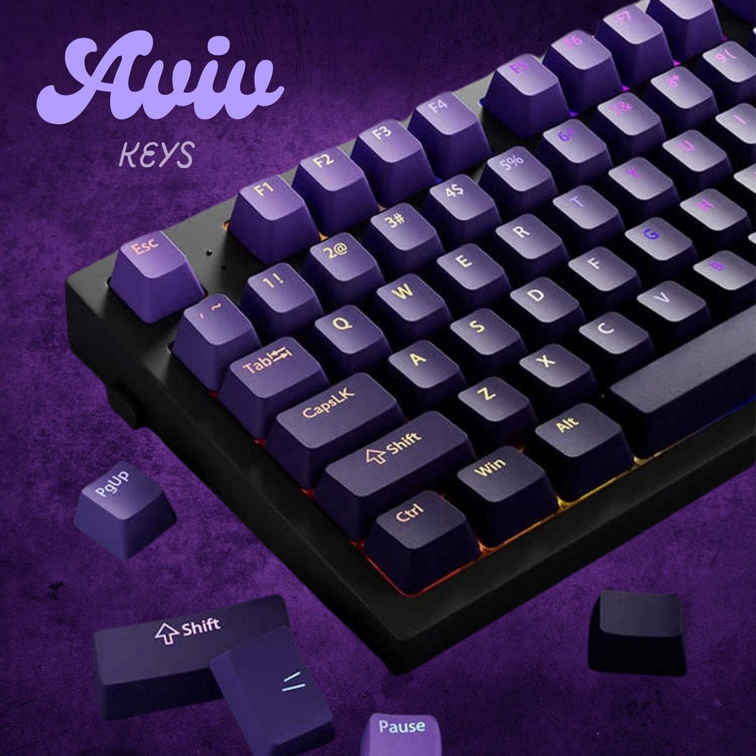 Purple Keycap Set, RGB Shine-through Keycaps, 130 Keys, OEM Profile ...