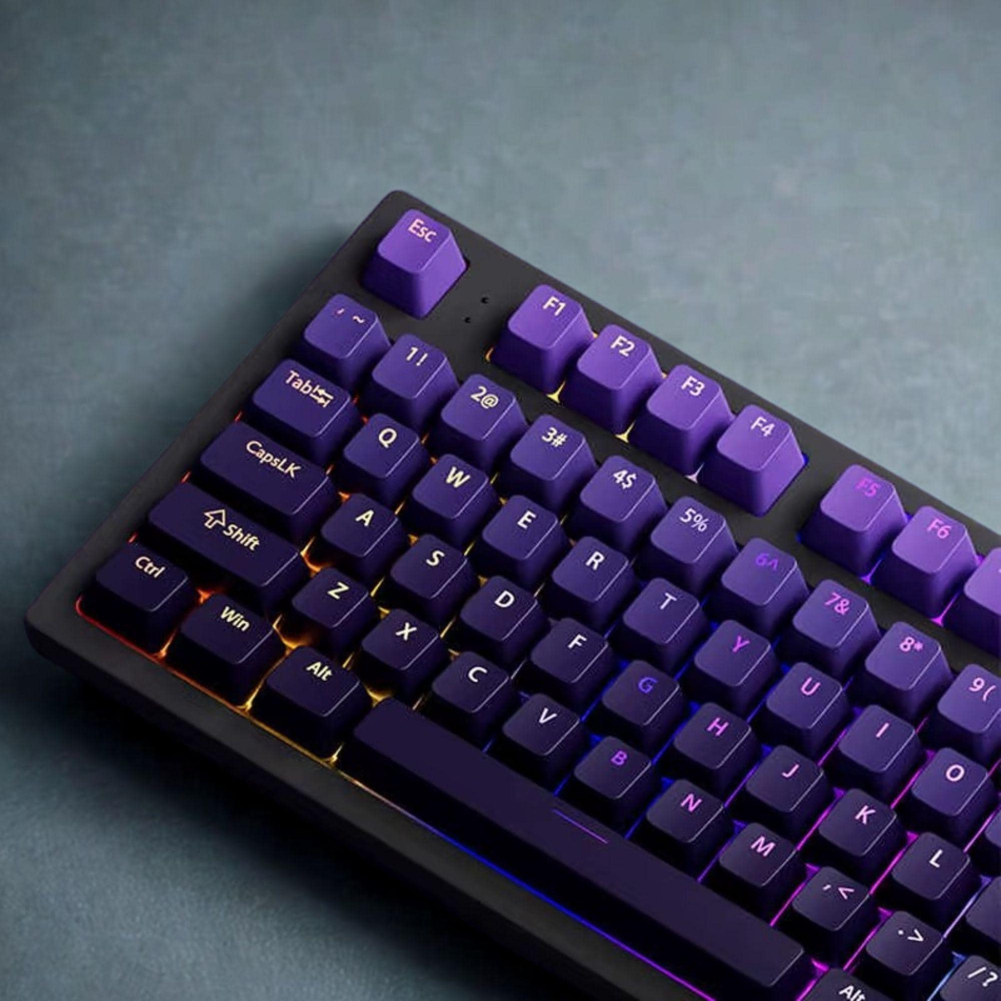 Purple RGB Shine-through PBT Keycap Set – 130 Keys, OEM Profile, Double ...