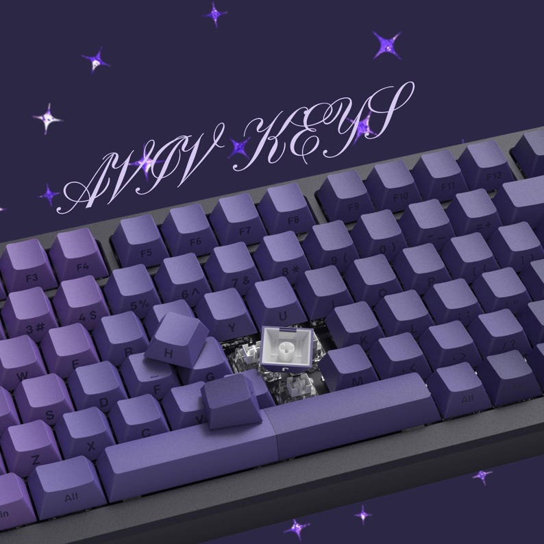121-key Purple Keycap Set, RGB Shine-through, Cherry Profile Keycaps ...