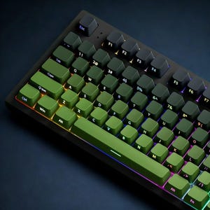 Green & Black Keycap Set RGB Backlit : 135-key Side-print PBT Shine ...