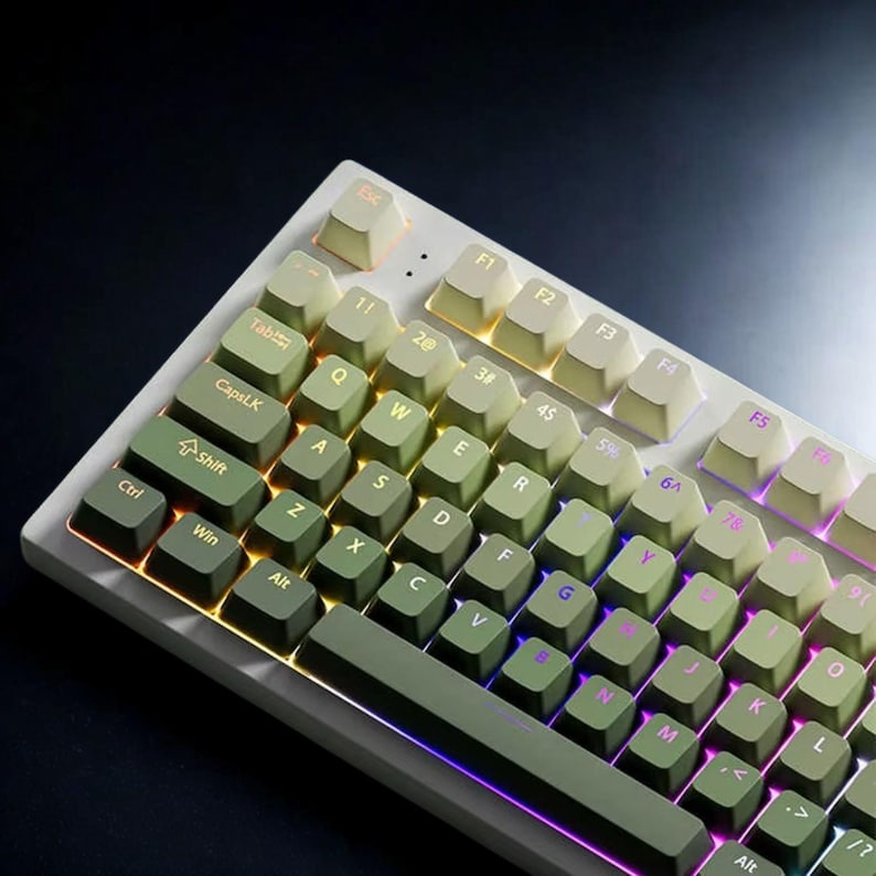 Green Gradient Keycaps Set: RGB Shine Through Double Shot Cherry ...