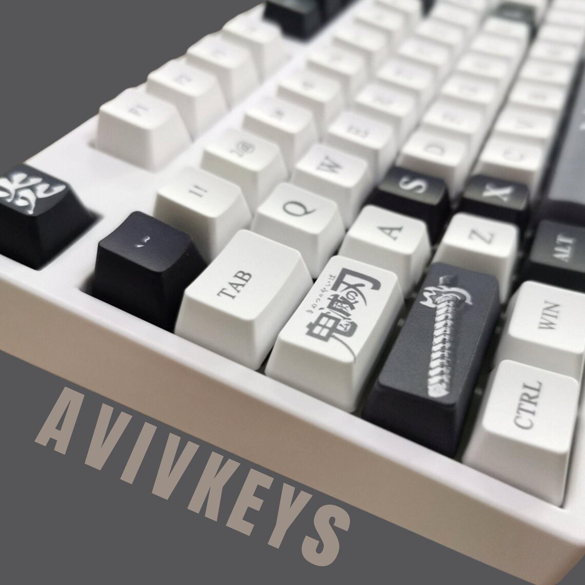 Ninja Anime Keycap Set, 108-key White and Black PBT Keycaps for ...