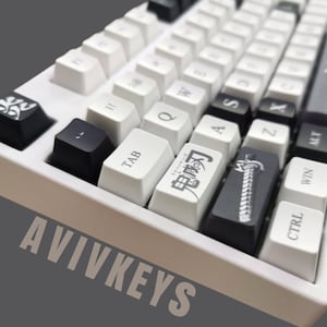 Ninja Anime Keycap Set, 108-key White and Black Keycap, PBT Keycaps ...