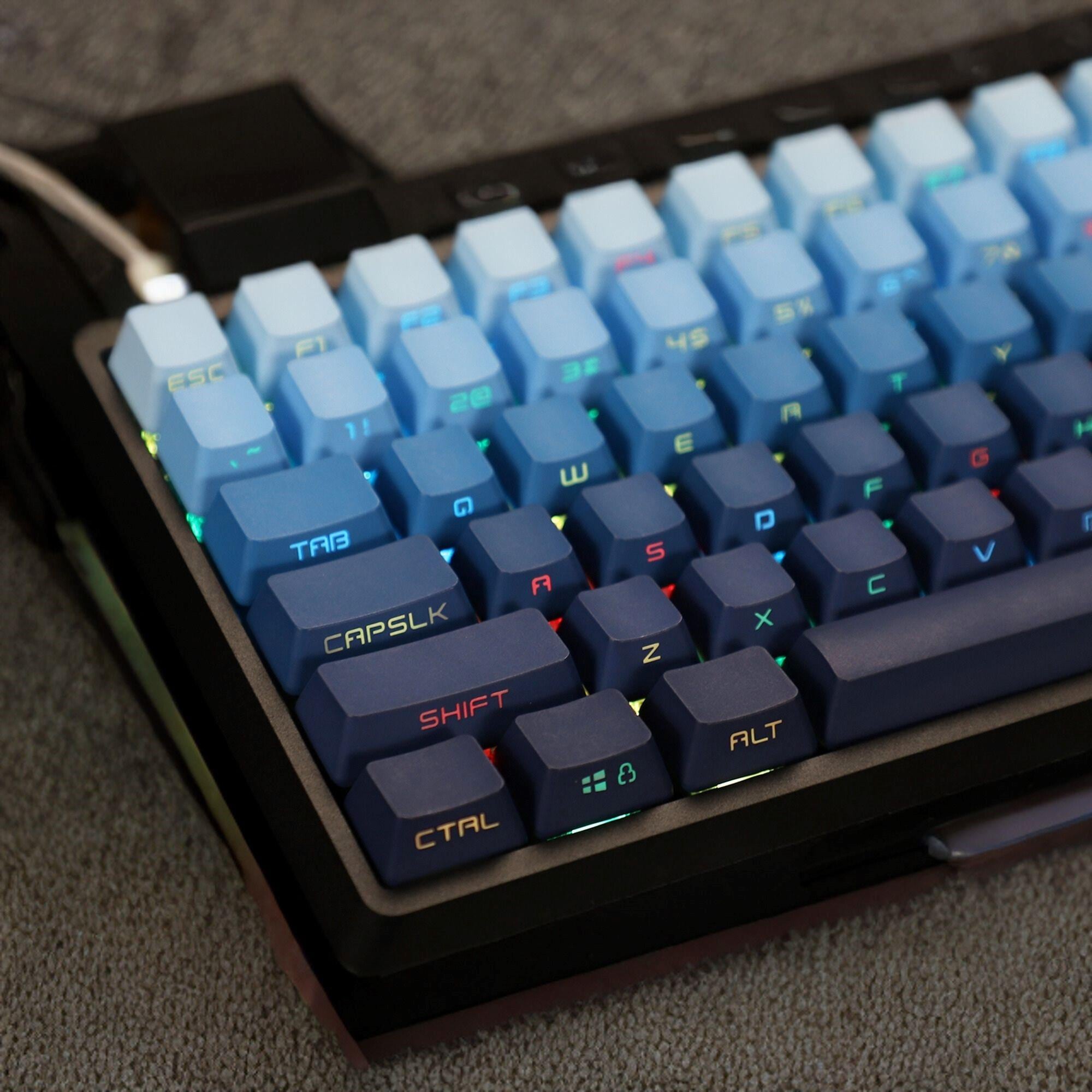 Blue Backlit PBT Double Shot Keycap Set Side Print, Shine Through ...