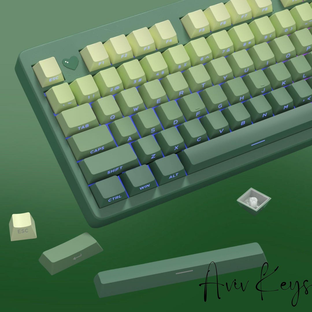 Green Keycaps Set, Shine-through Keycap, 133-key PBT Side-print, RGB ...