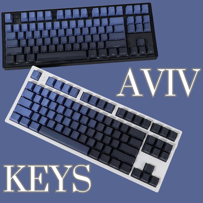 Blue Black Gradient Keycap Set: Backlit PBT Double-shot, OEM Profile ...