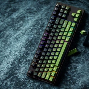 Green Black Keycap Shine Through Set: RGB Backlit 130 Keys Double Shot ...