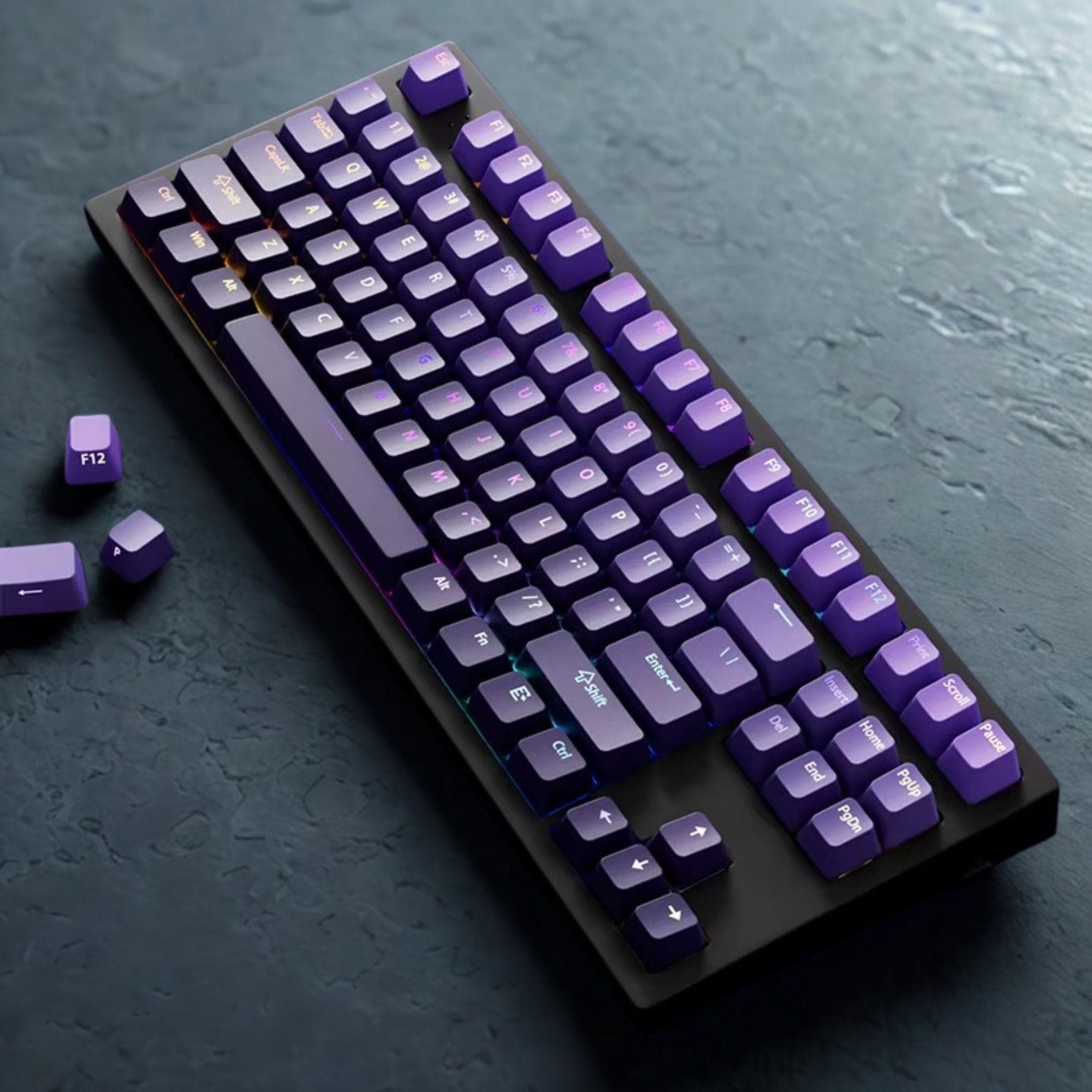 Purple RGB Shine-through PBT Keycap Set – 130 Keys, OEM Profile, Double ...