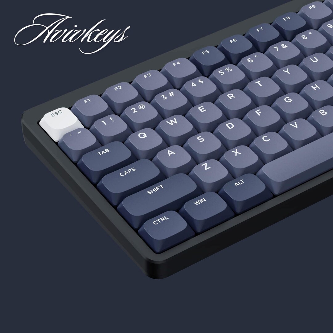 144-key Grey Low Profile PBT Keycaps Custom Double Shot Slim Keycaps ...