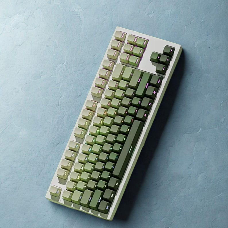 133 Key Green Keycaps Set Shine Through Side Print RGB Backlit PBT ...