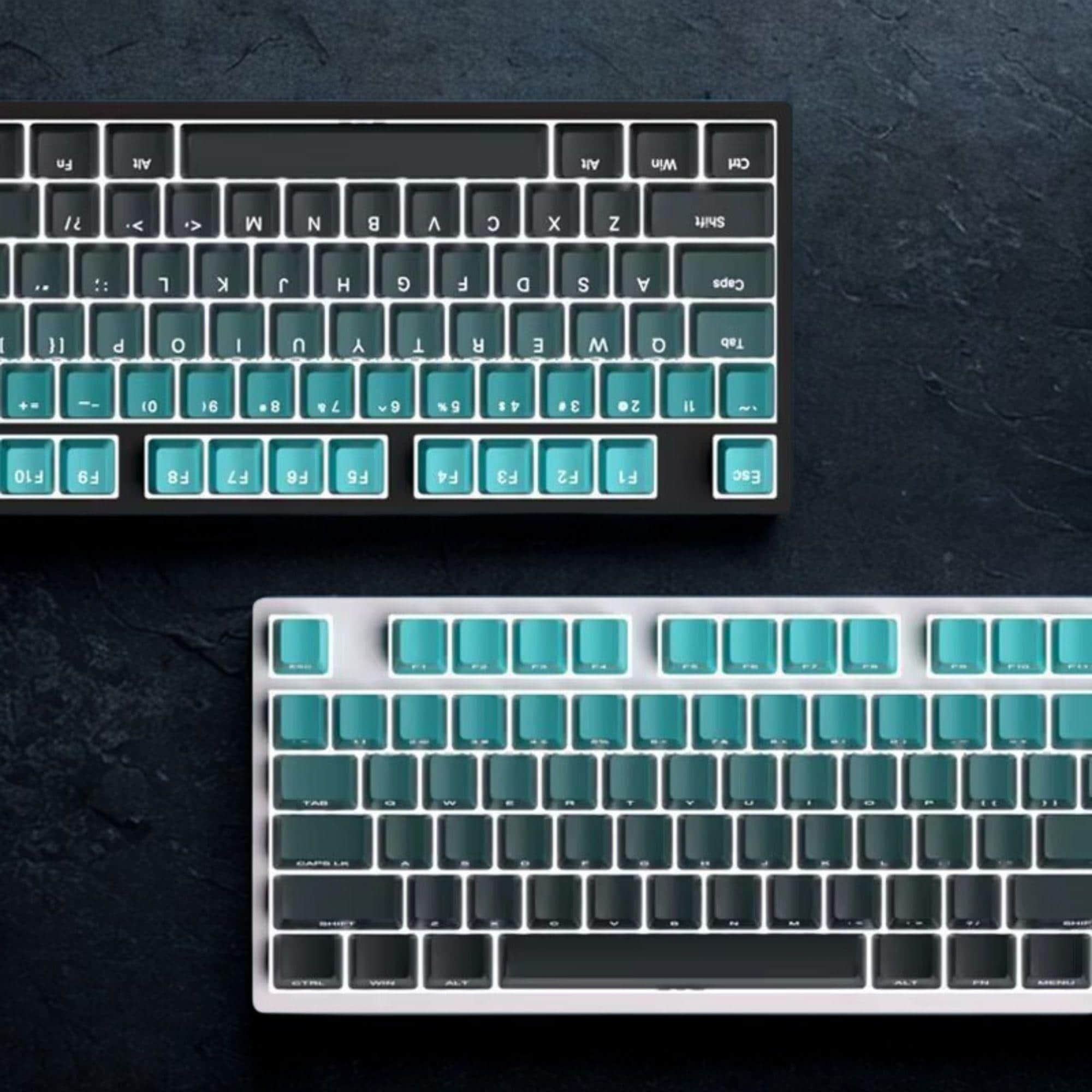 Cyan Backlit Keycap Set: RGB Shine Through OEM Profile PBT Double-shot ...
