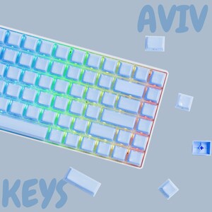 Blue Ice Crystal Keycaps Set: RGB Shine Through, OEM Profile, 113 Keys ...