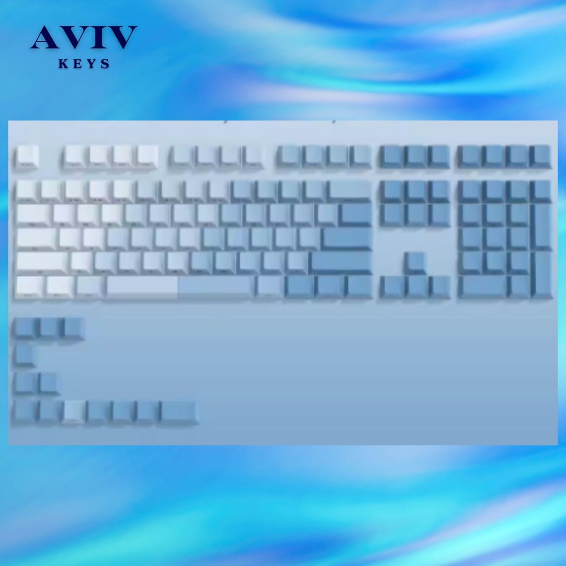RGB Shine Through Sea Blue Keycap Set: Double Shot PBT, Cherry Profile ...