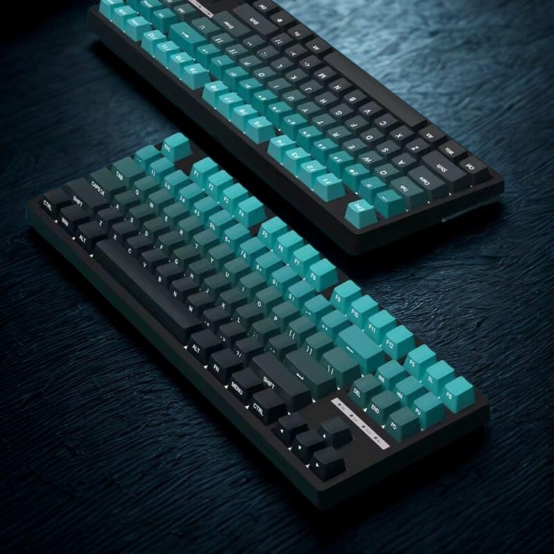 Cyan Backlit Keycap Set: RGB Shine Through OEM Profile PBT Double-shot ...