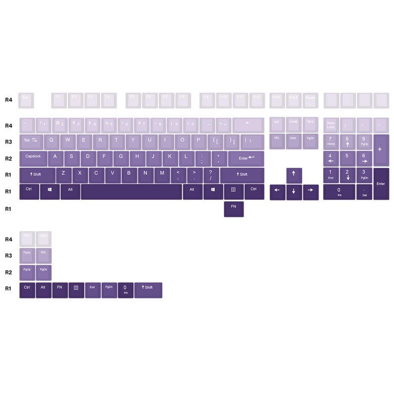 Backlit Purple Side & Front Print, PBT Mechanical Keycap Sets, OEM ...