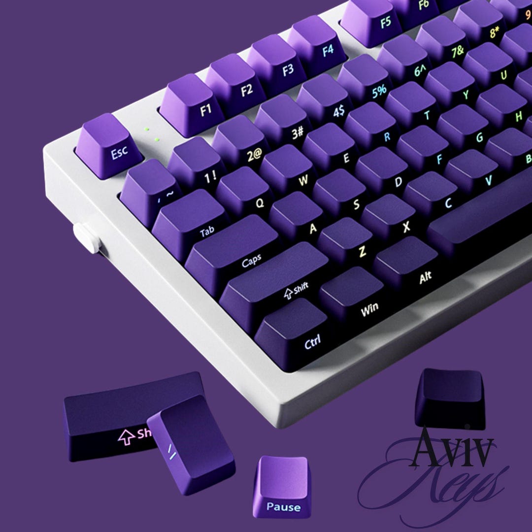 Purple Keycaps Set RGB Shine Through Keycaps: 135 Double-shot, Side ...