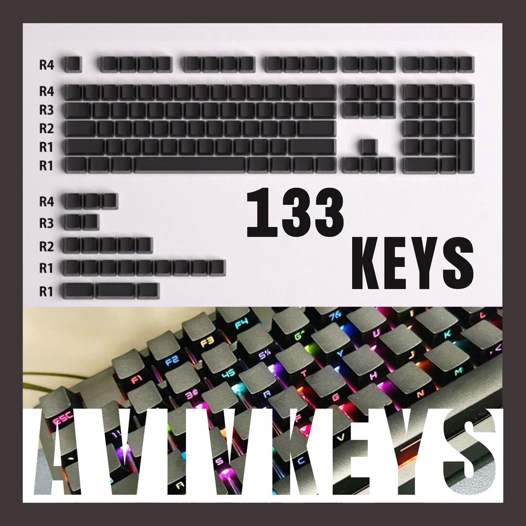 Black/white Backlit Side-print Keycap 133-key PBT Double-shot, Shine ...